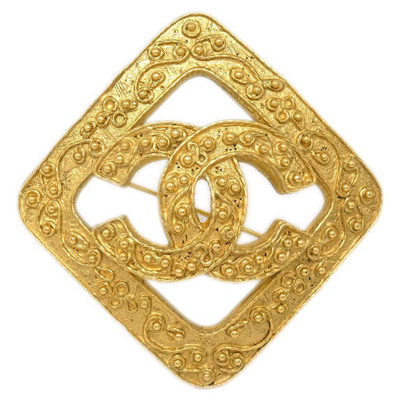 CHANEL | Jewelry | Chanel Rhombus Brooch Pin Corsage Gold 94a 3158 ...